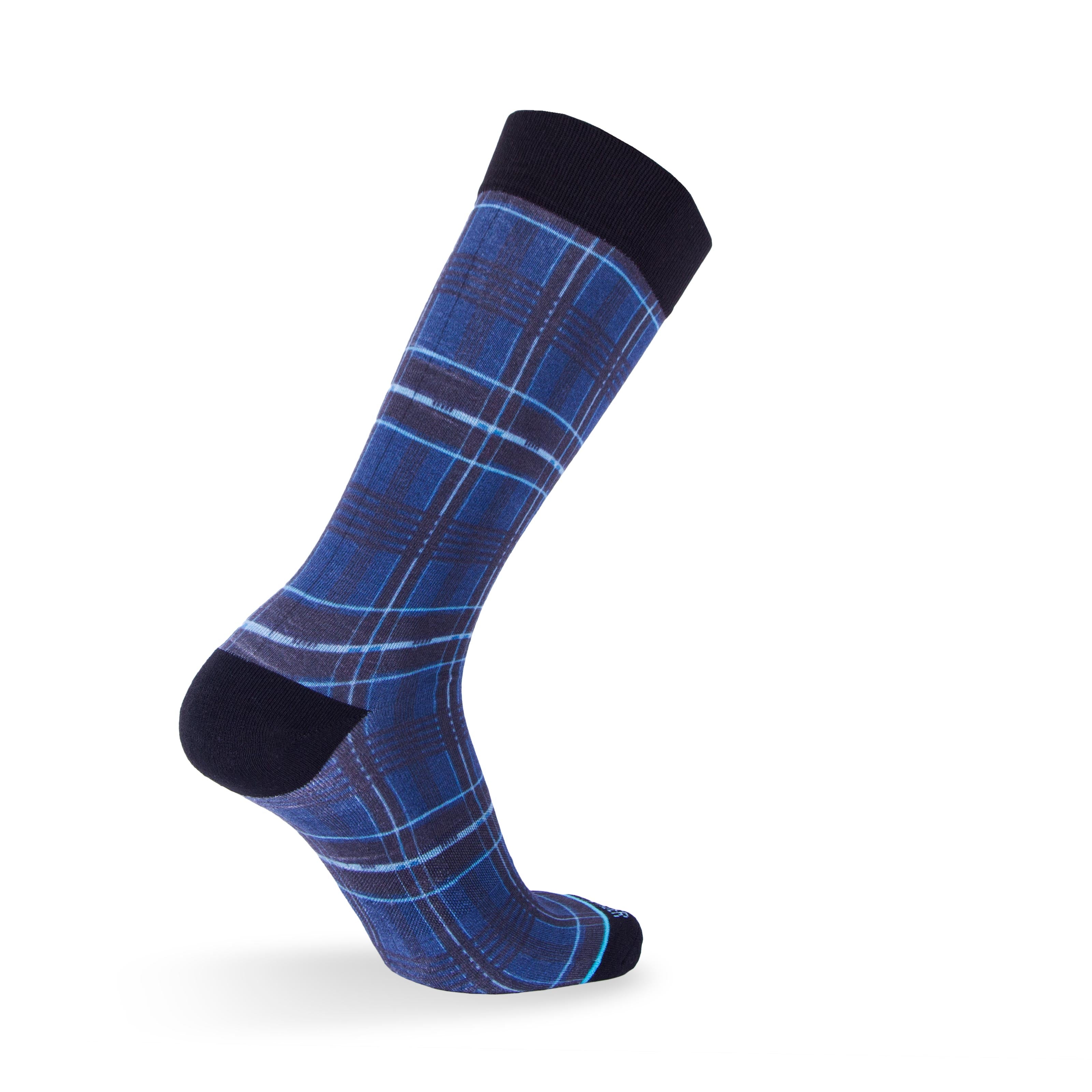 The Plaid - Extra Cushioned - Blue Plaid Dress Socks | Tall Order