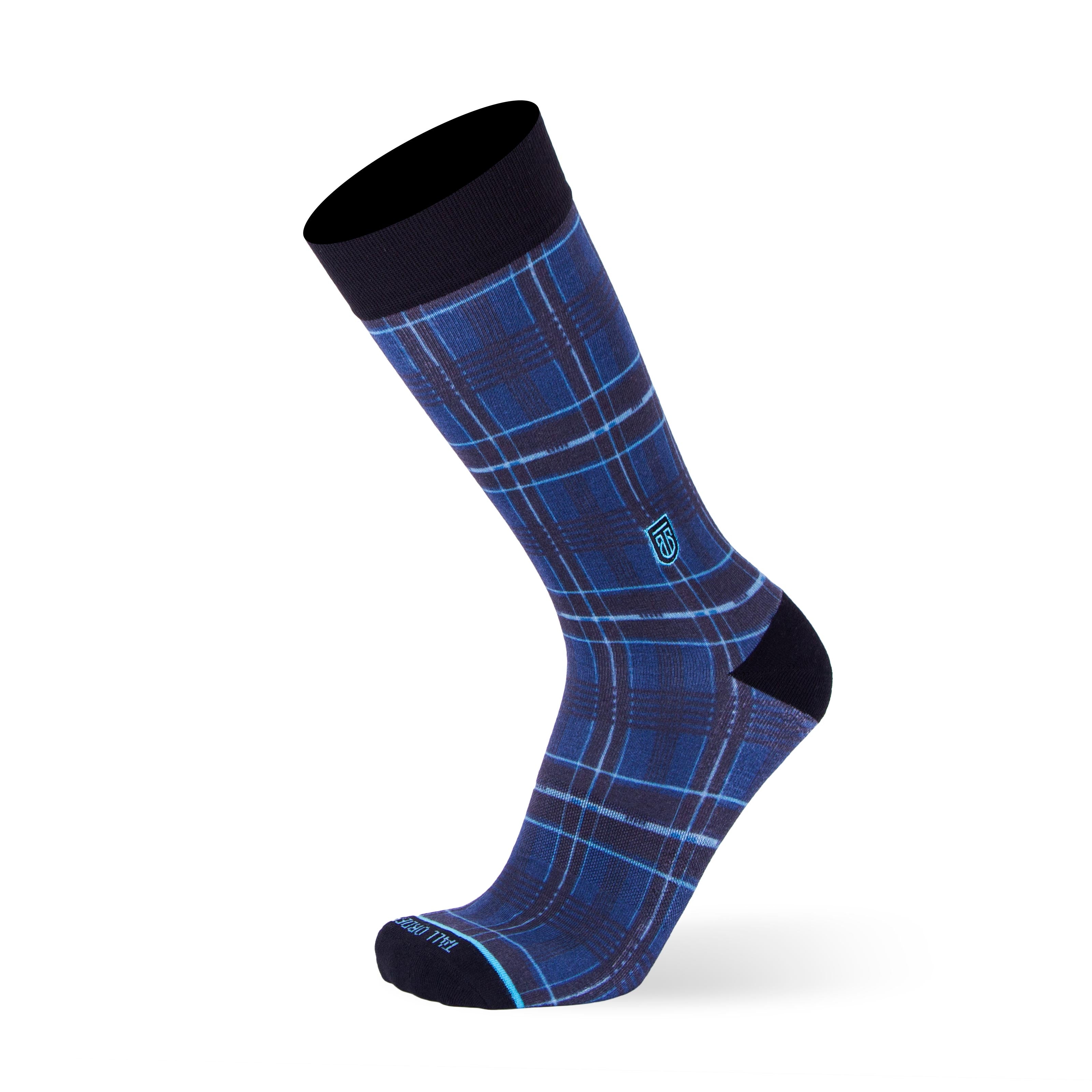 The Plaid - Extra Cushioned - Blue Plaid Dress Socks | Tall Order